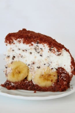 Dome Cake Recipe With Banana, Chocolate Chips And Whipped Cream