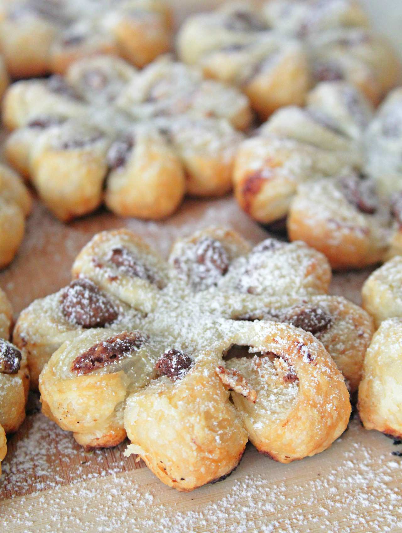 Pastry Flowers Made With Puff Pastry, Nutella And Peanut Butter
