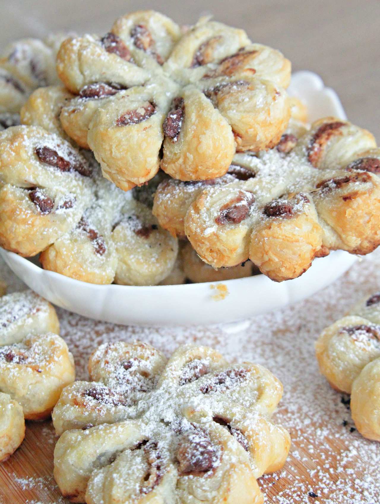 Pastry Flowers Made With Puff Pastry, Nutella And Peanut Butter