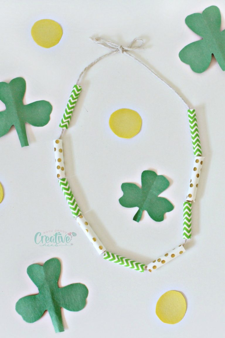 DIY St Patrick Necklace Craft For Kids With Paper Straws