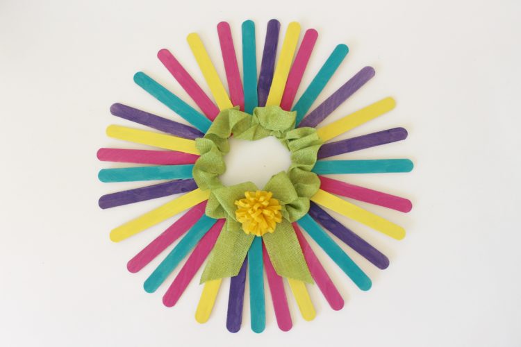 DIY Spring Wreath For Front Door Made With Craft Sticks