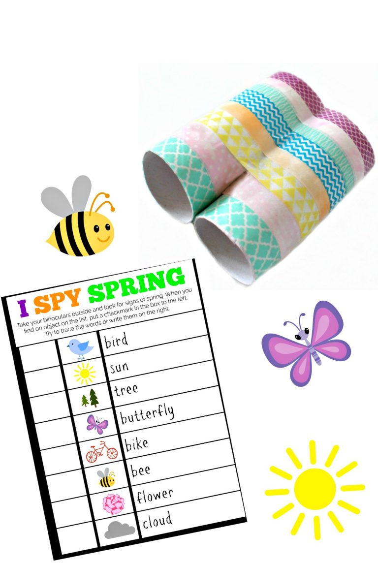 Binocular Craft For Kids With "I Spy Spring" Printable Checklist