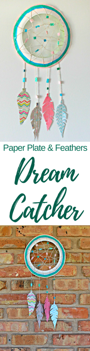 Paper Plate Dream Catcher With Paper Feather & Washi Tape