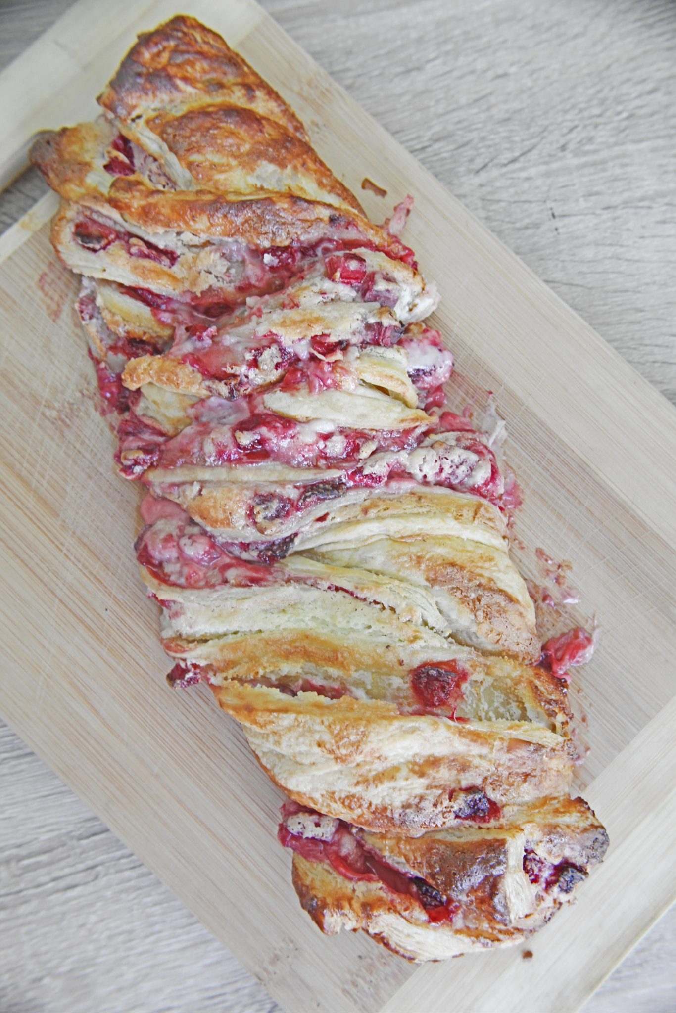 Strawberry Puff Pastry Braided Bread With Cream Cheese