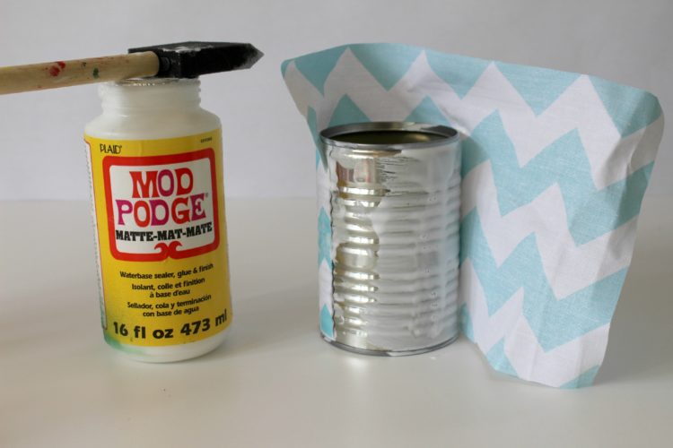 Makeup Storage Containers From Fabric Covered Tin Cans