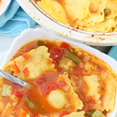 Ravioli Soup With Vegetables, Canned Tomatoes And Chicken Broth