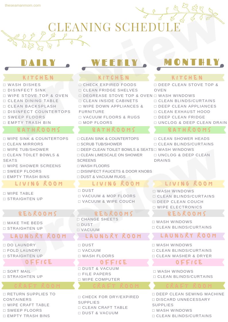 Printable Cleaning Schedule Easy Peasy Creative Ideas