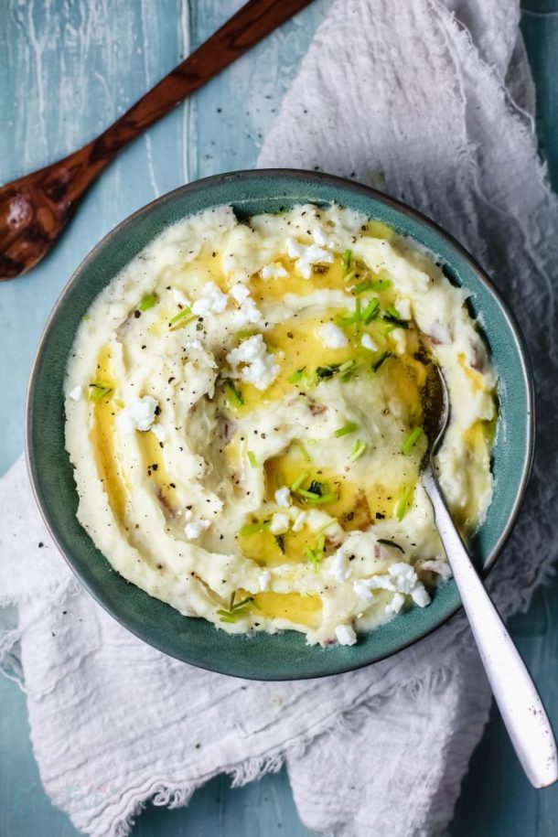Garlic Butter Mashed Potatoes With Feta | Easy Peasy Creative Ideas