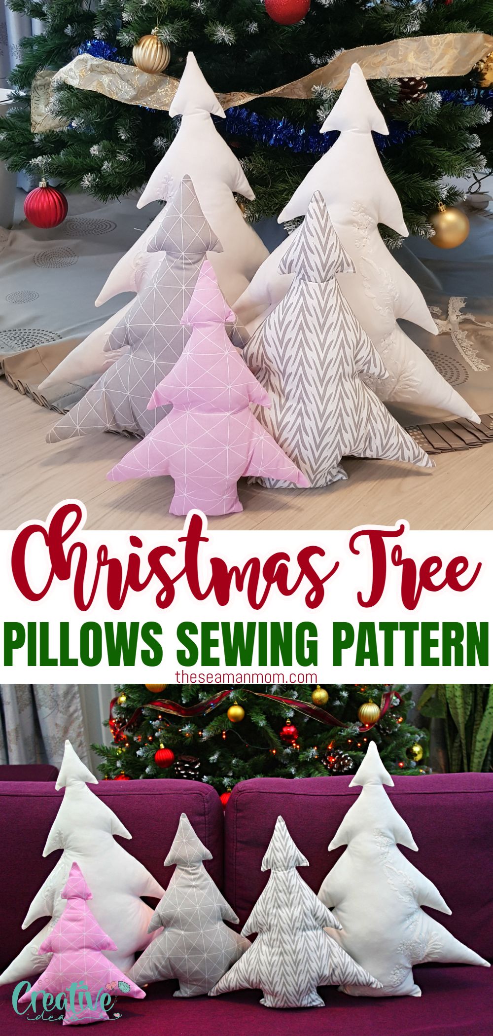Christmas Tree Pillow Sewing Pattern in 3 Sizes - Easy Peasy Creative Ideas