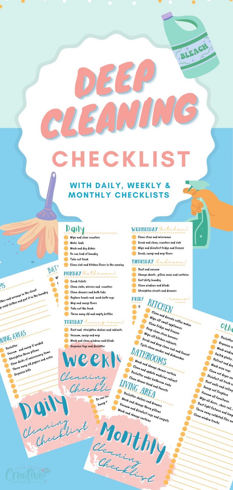 Printable DEEP CLEANING Checklist - Easy Peasy Creative Ideas