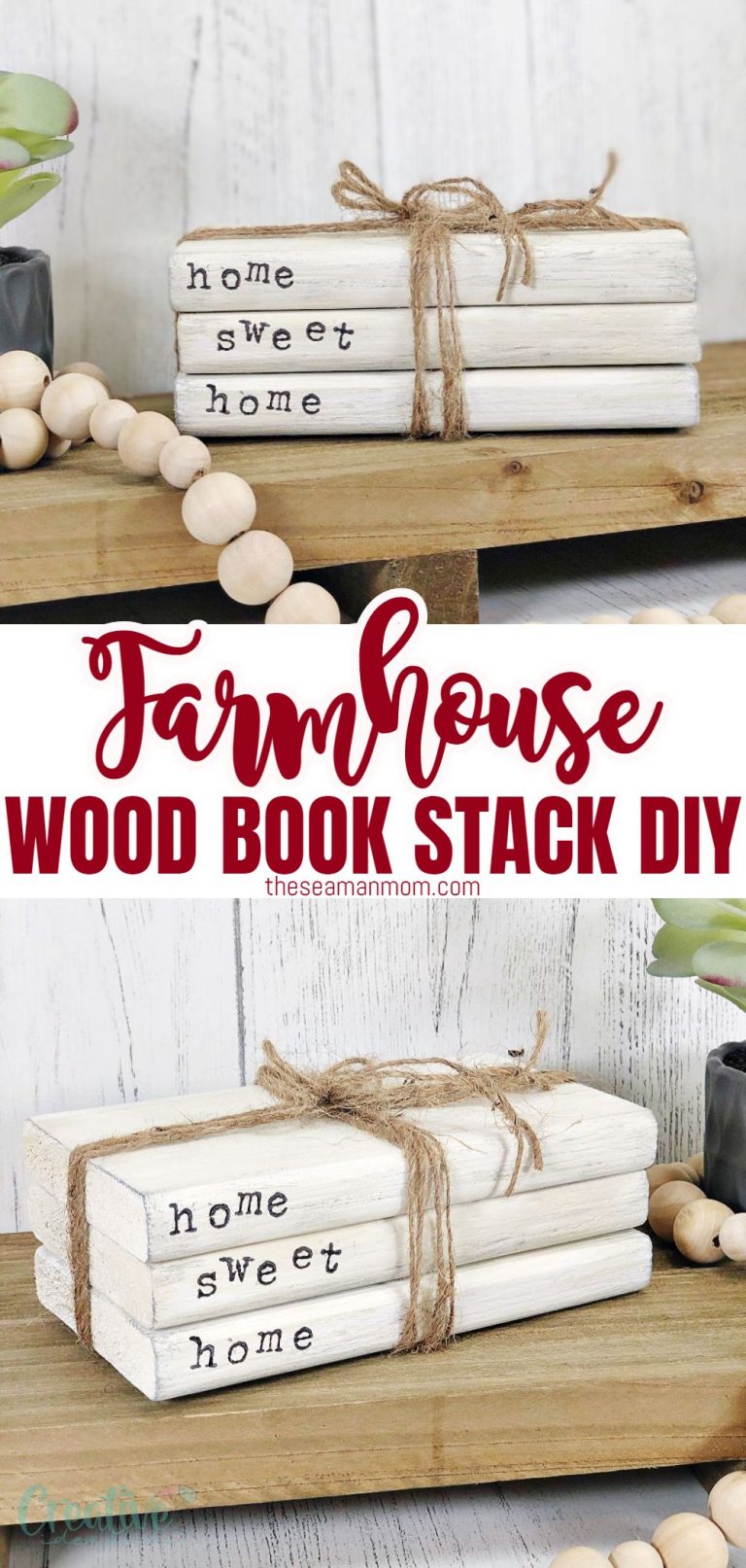 FARMHOUSE BOOK STACK Décor Idea - Easy Peasy Creative Ideas