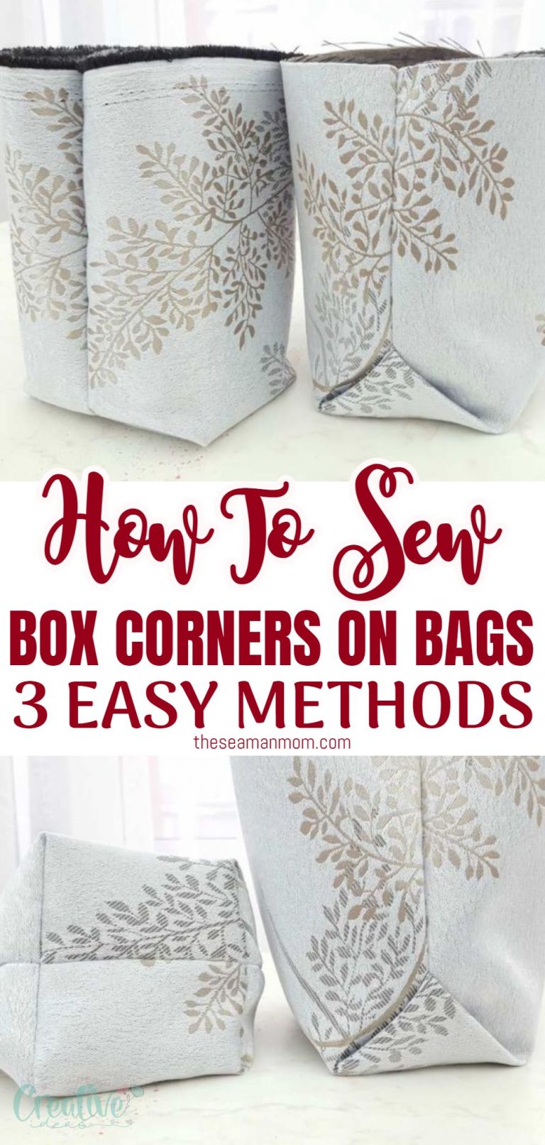 SEWING BOX CORNERS On Bags 3 Ways - Easy Peasy Creative Ideas