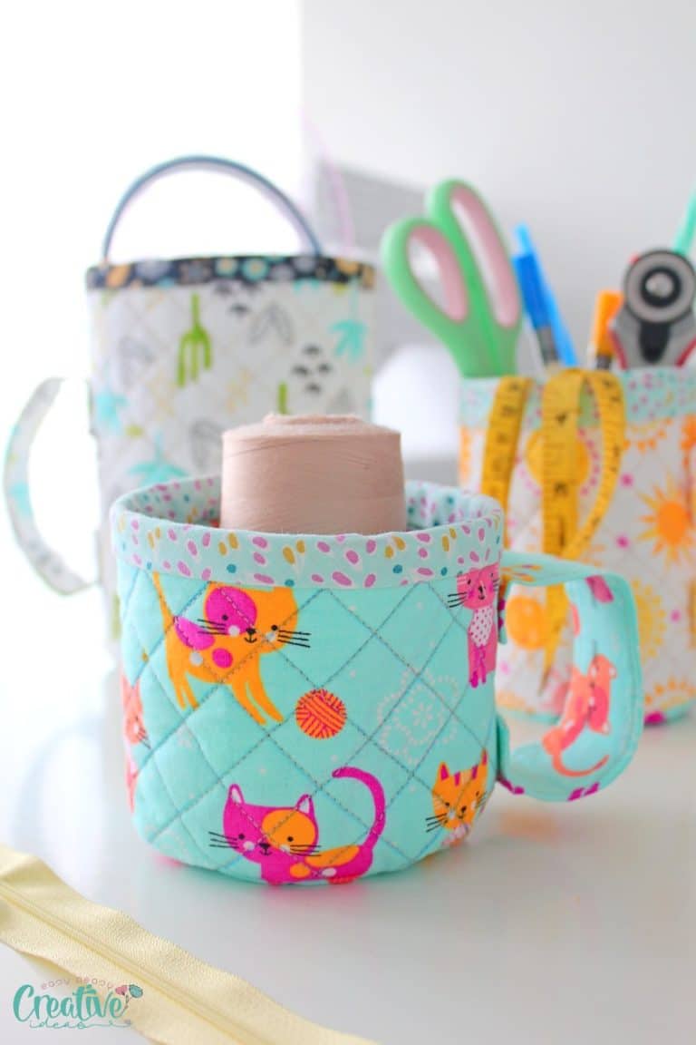 Quilted mug shaped fabric containers - Easy Peasy Creative Ideas