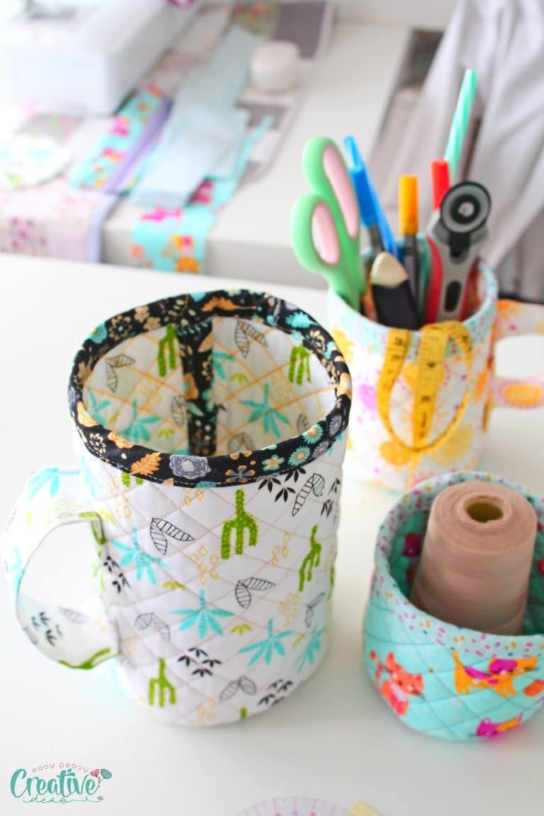 Quilted mug shaped fabric containers - Easy Peasy Creative Ideas