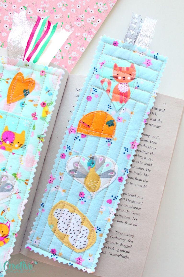 Easy bookmarks to sew with fabric scraps - Easy Peasy Creative Ideas