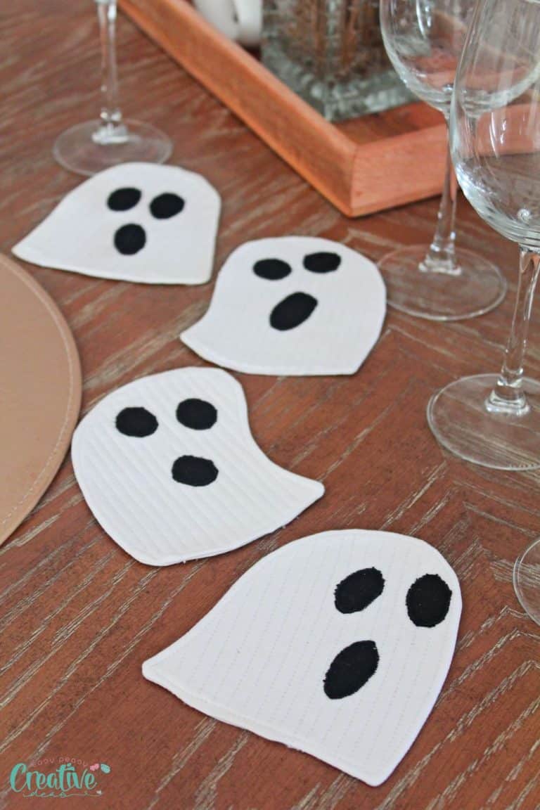 Ghost coasters sewing pattern - Easy Peasy Creative Ideas