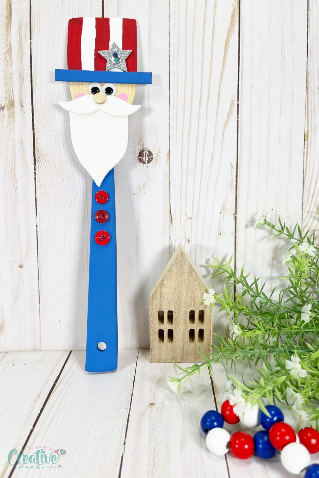 4th of July Uncle Sam Craft with Wooden Spoon - Easy Peasy Creative Ideas