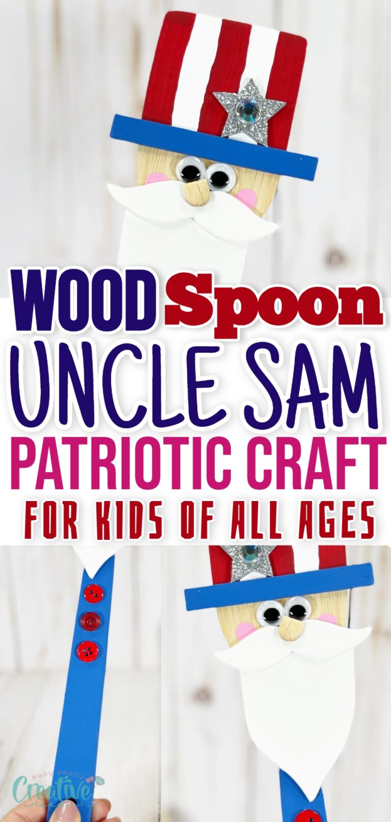 4th of July Uncle Sam Craft with Wooden Spoon - Easy Peasy Creative Ideas