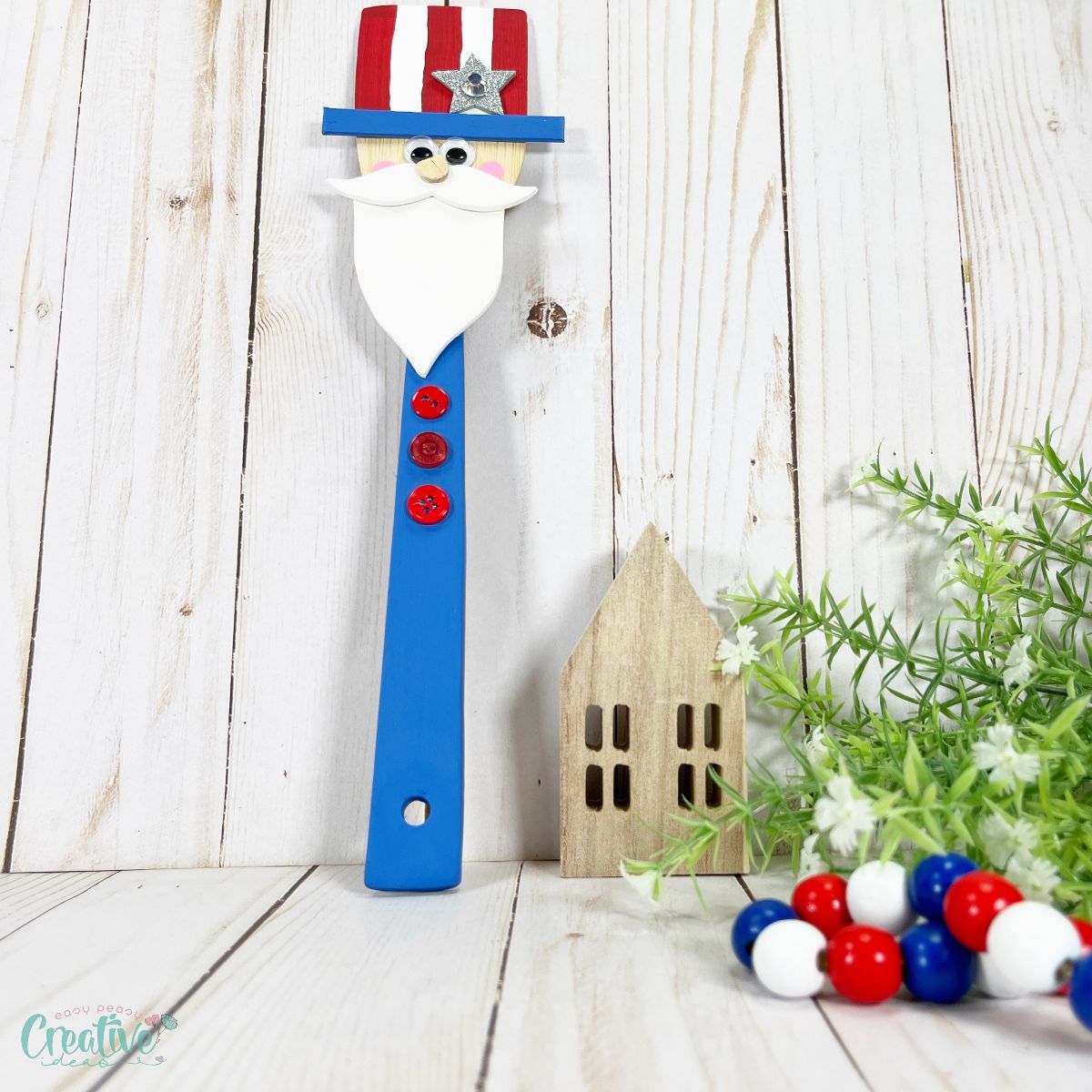 4th of July Uncle Sam Craft with Wooden Spoon - Easy Peasy Creative Ideas