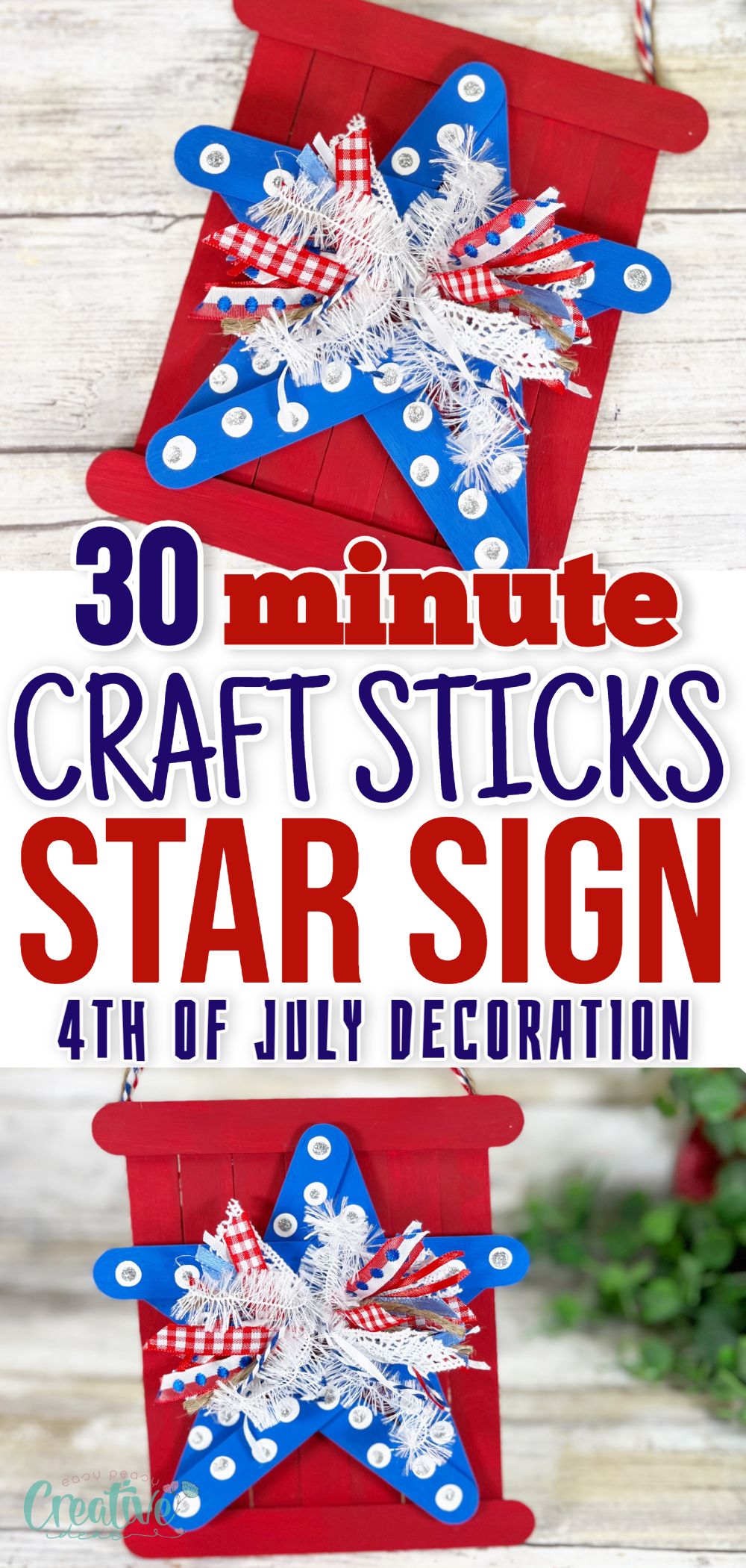 Craft Stick Star DIY 4th of July Decoration - Easy Peasy Creative Ideas