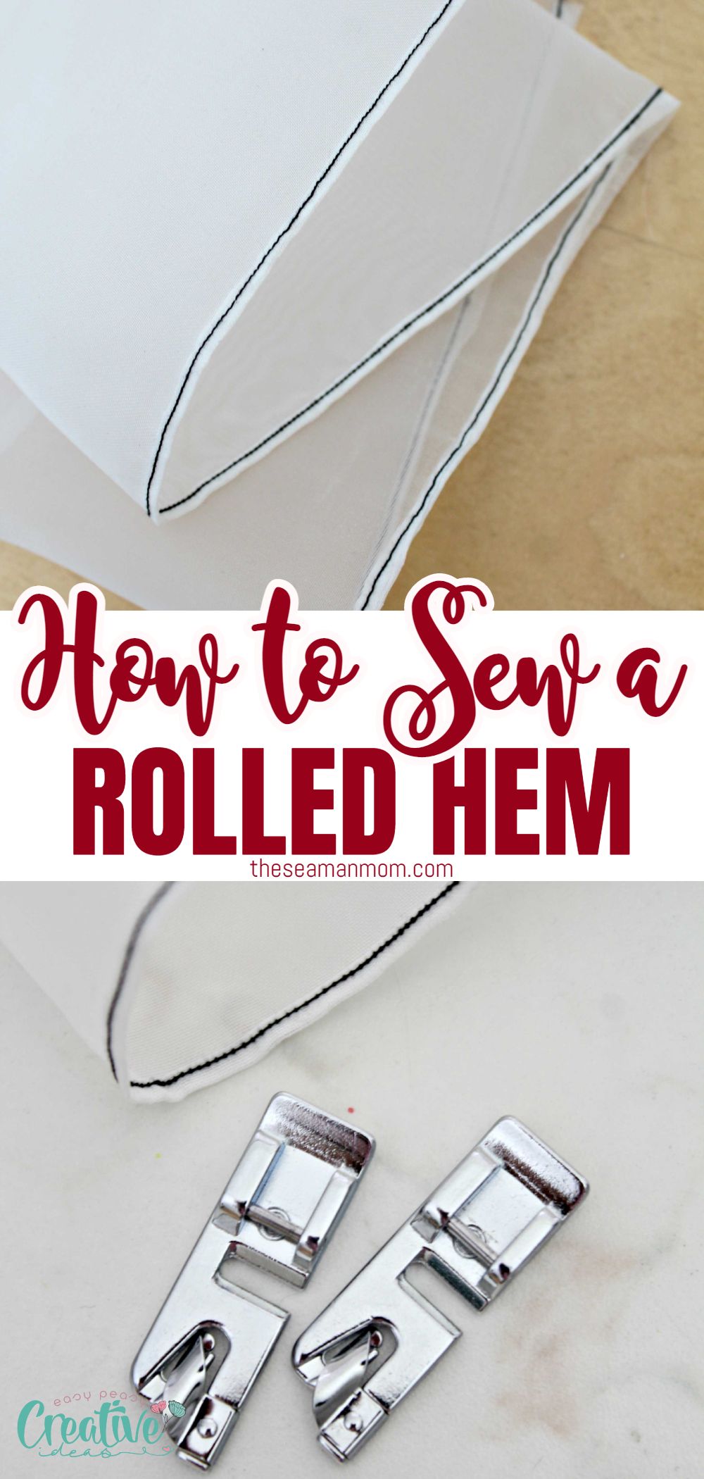 Easy to Sew Rolled Hem with a Rolled Hem Foot - Easy Peasy Creative Ideas