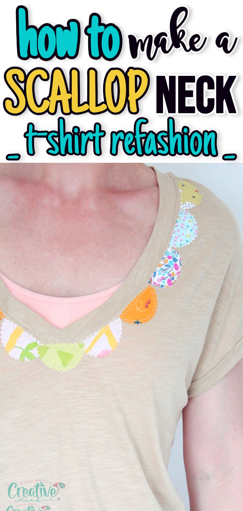 Scallop Neck T-Shirt Tutorial - Easy Peasy Creative Ideas