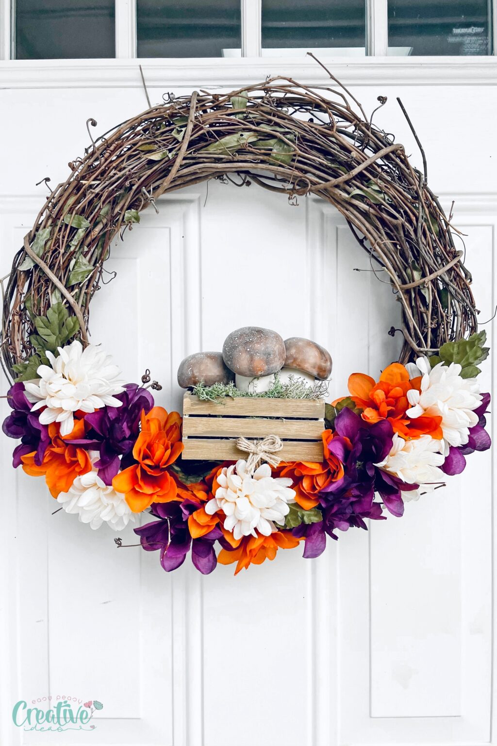 DIY Fall Wreath with Decorative Mushrooms - Easy Peasy Creative Ideas