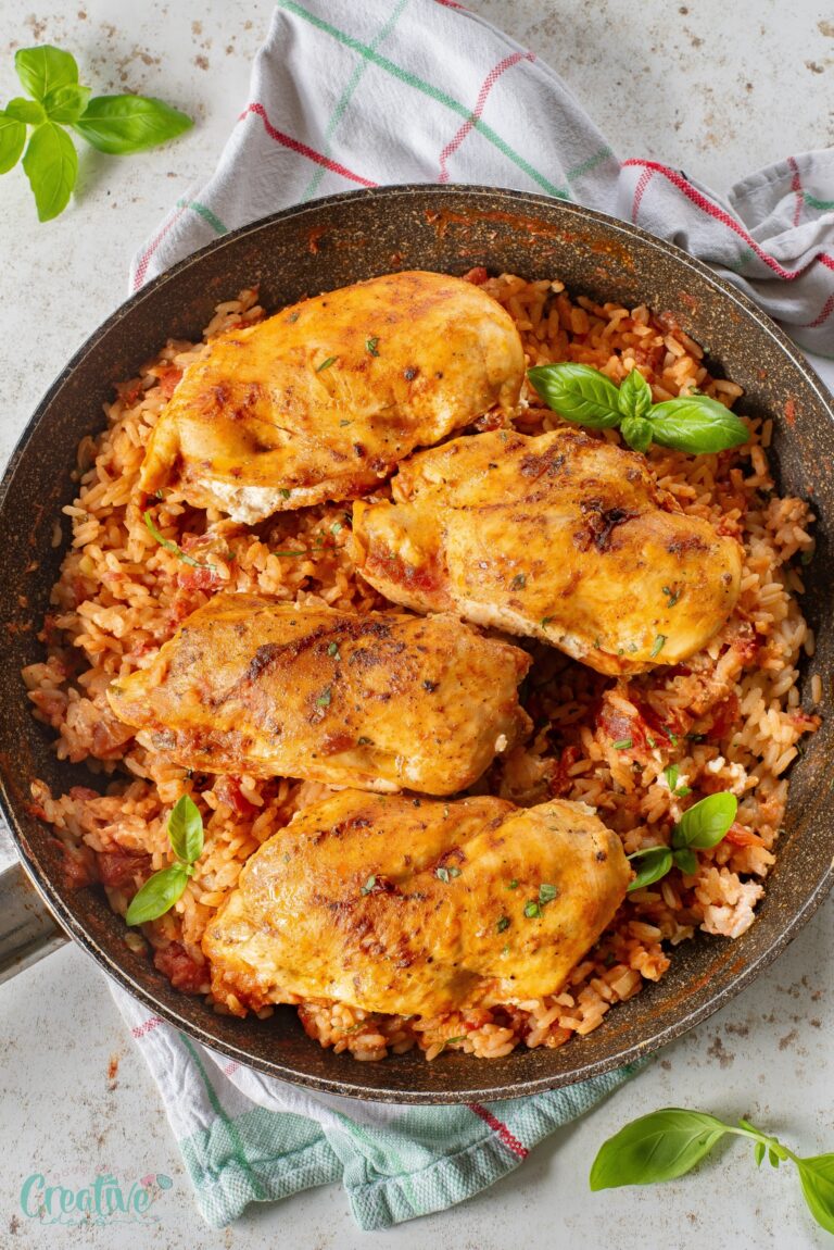 Cheese Stuffed Chicken Breast with Tomato Rice - Easy Peasy Creative Ideas