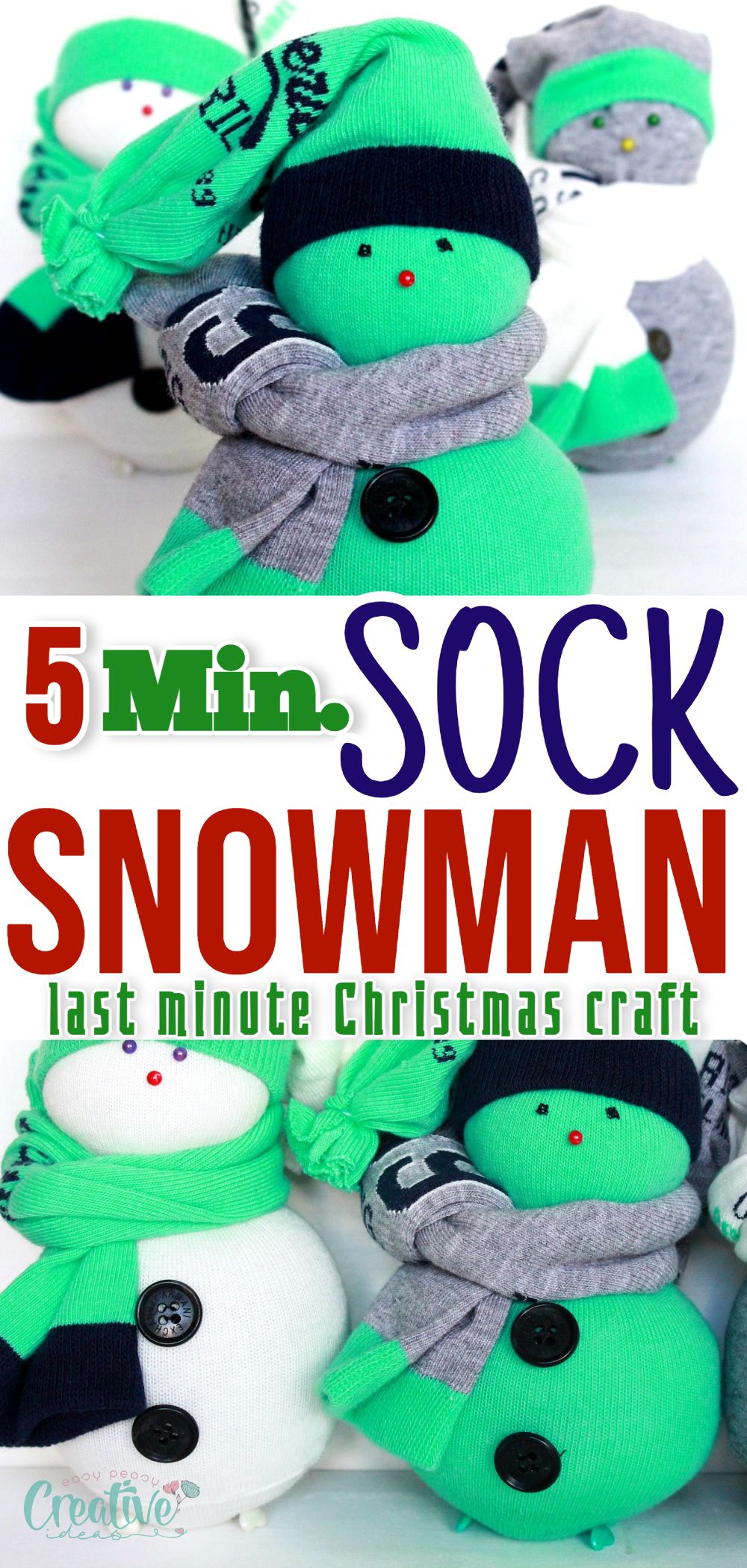 Sock Snowman Easy Christmas Craft - Easy Peasy Creative Ideas