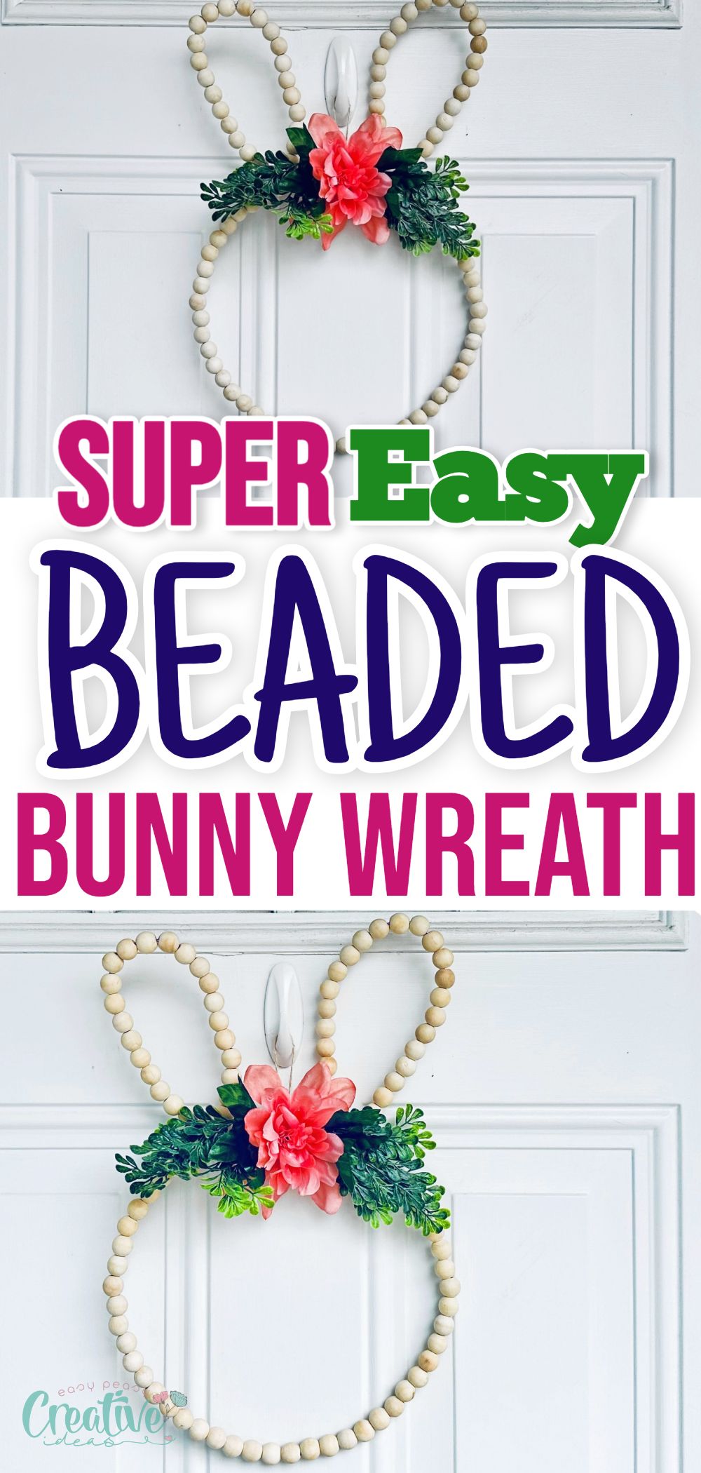 Charming Beaded Bunny Wreath to DIY this Easter - Easy Peasy Creative Ideas