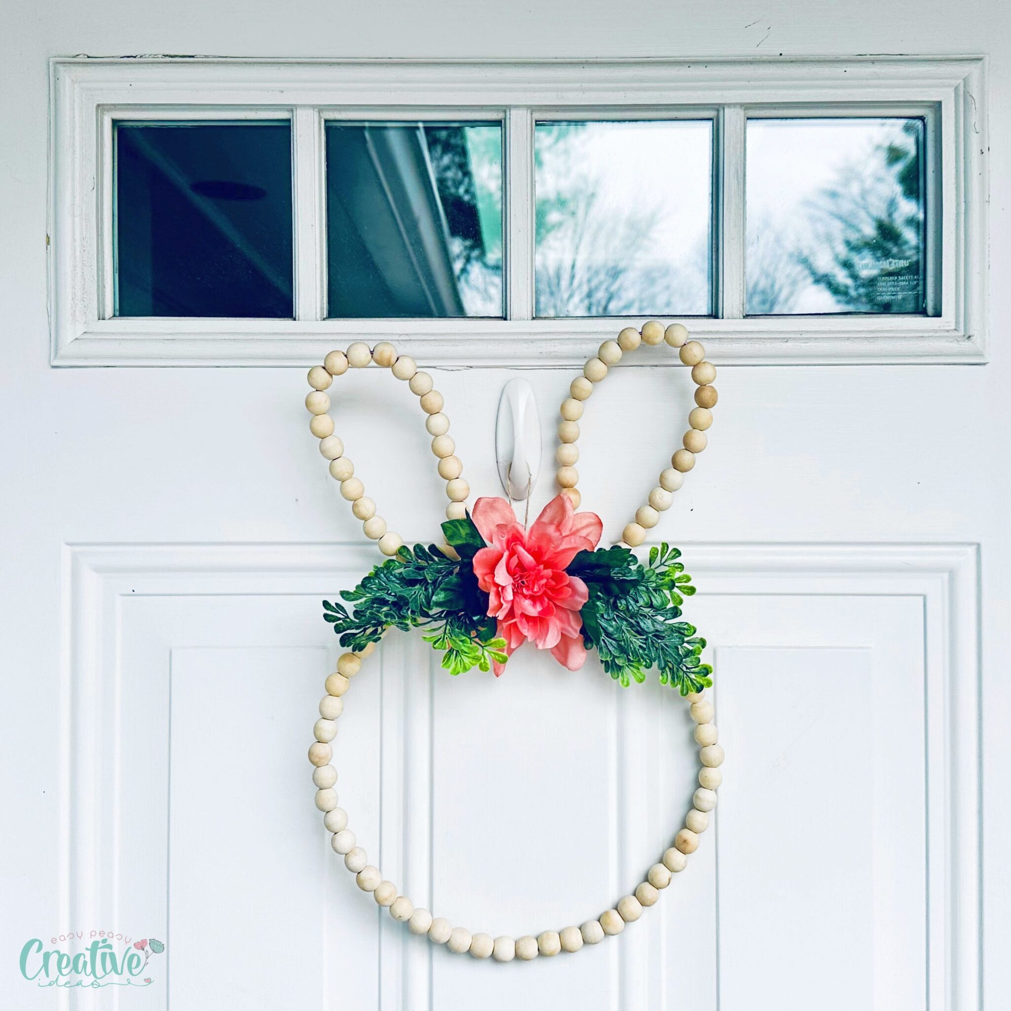 Charming Beaded Bunny Wreath to DIY this Easter - Easy Peasy Creative Ideas