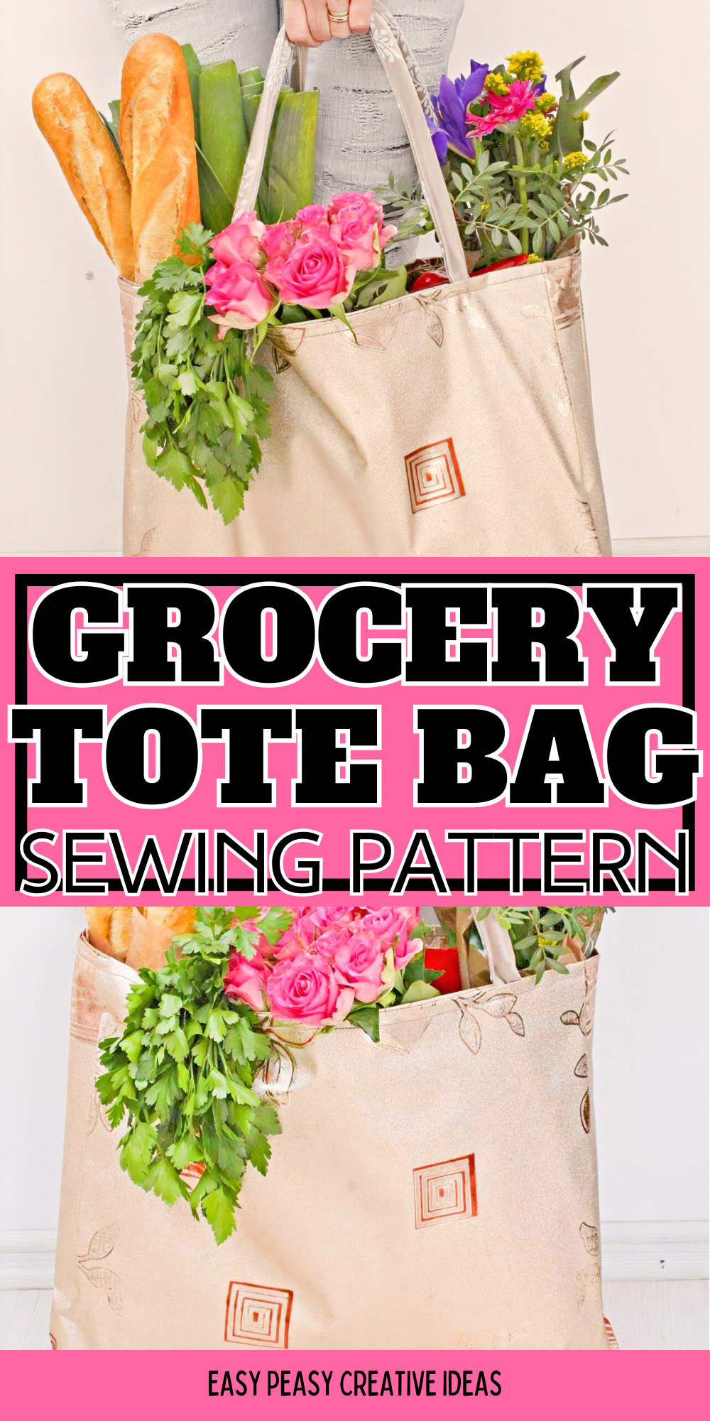 Sew Easy Reversible Grocery Bag Pattern - Easy Peasy Creative Ideas