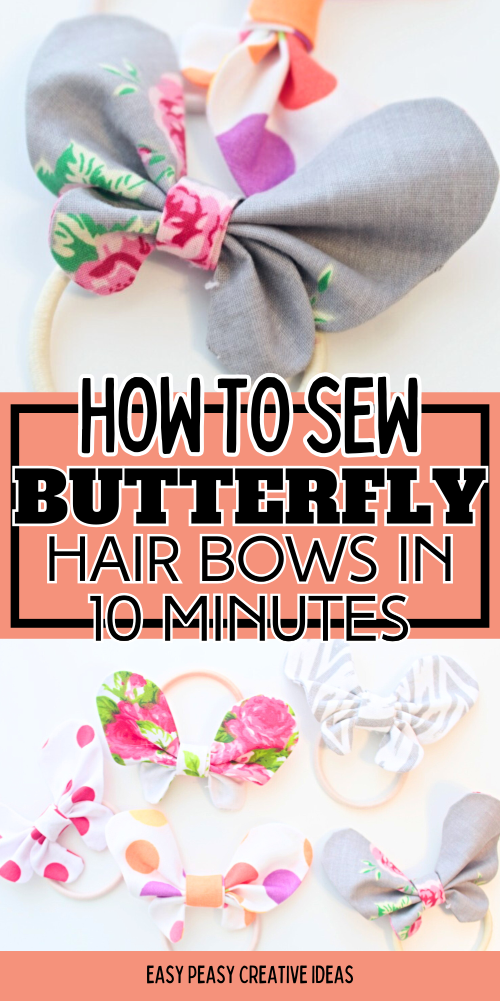 10 Minutes Sew Butterfly Hair Bow - Easy Peasy Creative Ideas